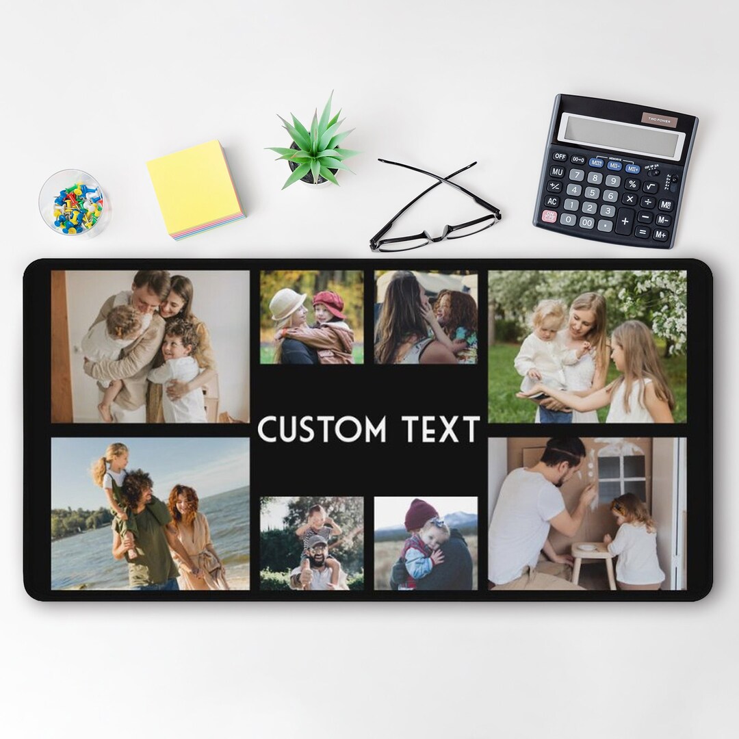 Photo Collage Desk Mat, Custom Text Desk Pad, Photo Mouse Pad ...