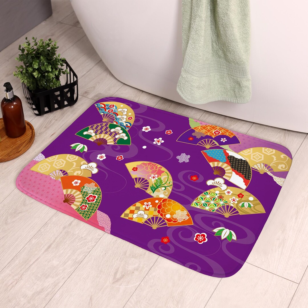Japanese Art Bathmat,colorful Bath Mat, Non-slip Bathroom Rug, Bathroom ...