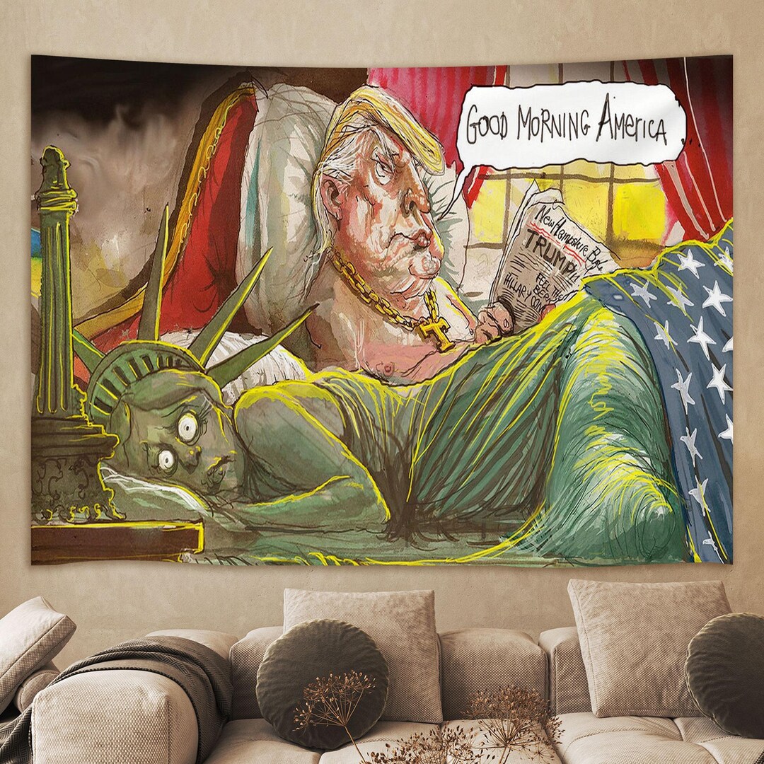 Good Morning America Funny Trump Tapestry, Political Home Decor USA ...