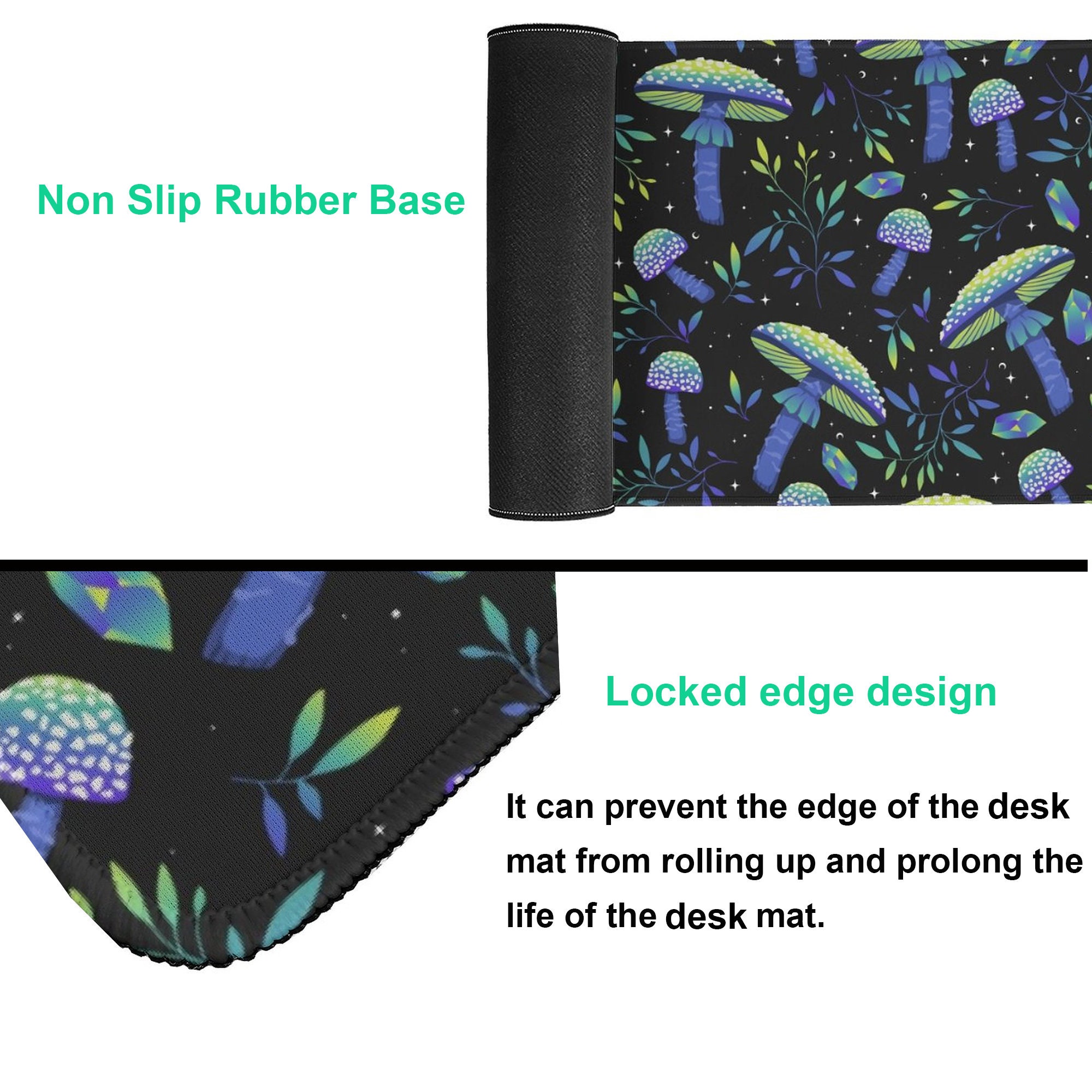 Psychedelic Mushroom Desk Mat Black Aesthetic Mouse Pads Plant - Etsy