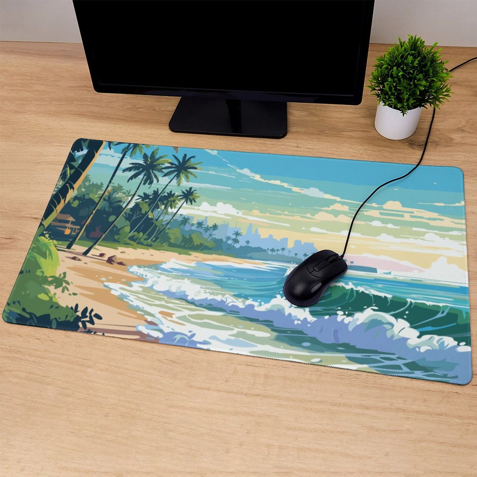 Beach Desk Mat, Large Nature Mouse Pad, Beach Wave Desk Mat, Aesthetic ...