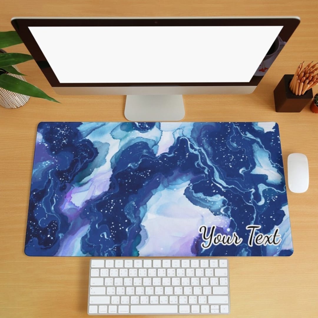 Custom Marble Desk Pad Blue Marble Extra Large Mouse Pad Personalized ...