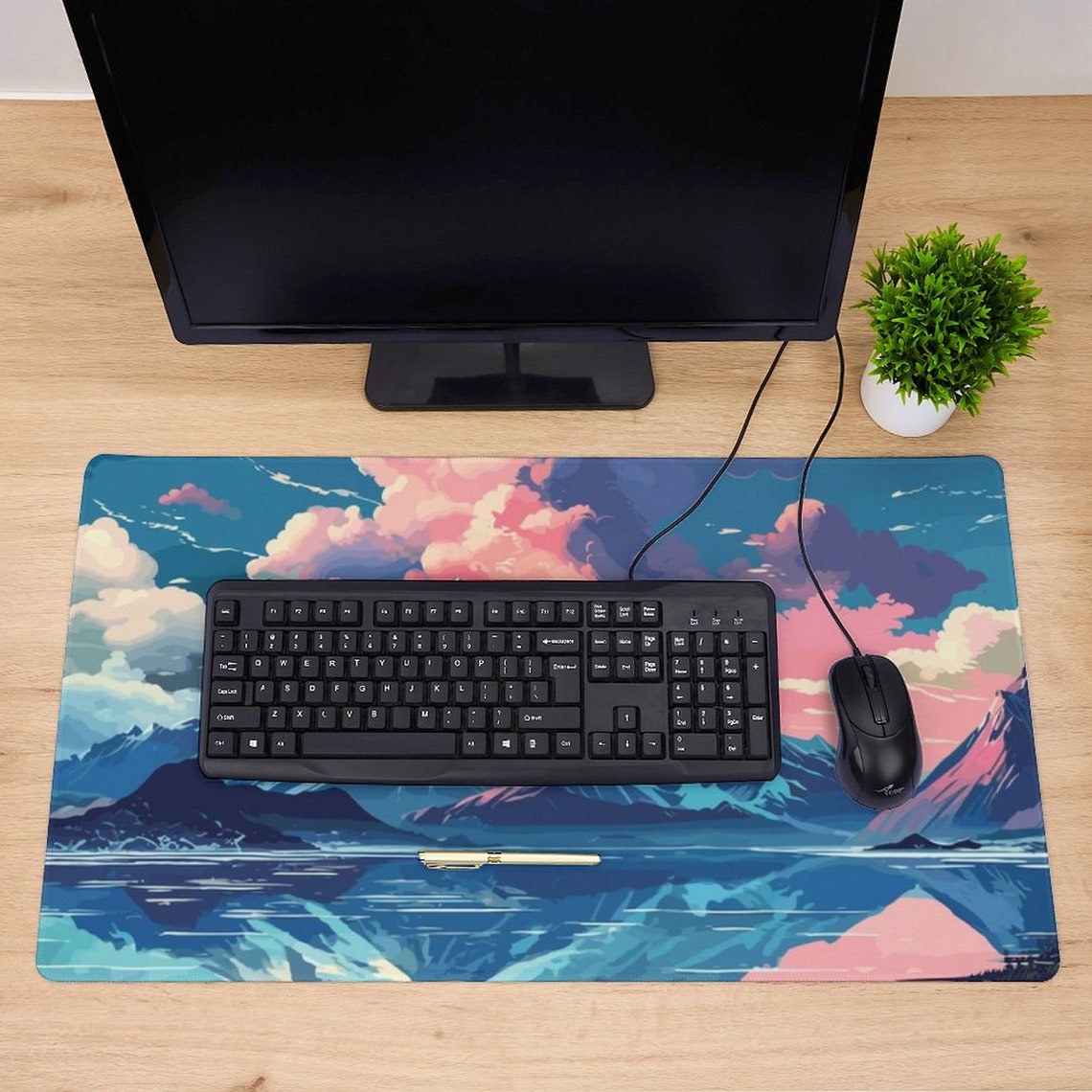 Mountain and Clouds Desk Mat Mountain Mouse Pad Aesthetic - Etsy
