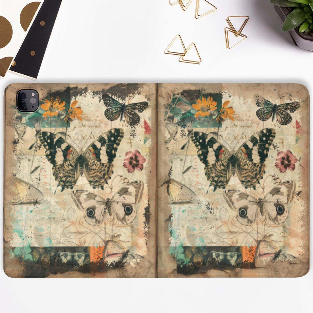 Vintage Butterflies iPad Case With Pencil Holder Cover for iPad 9.7" 10 ...