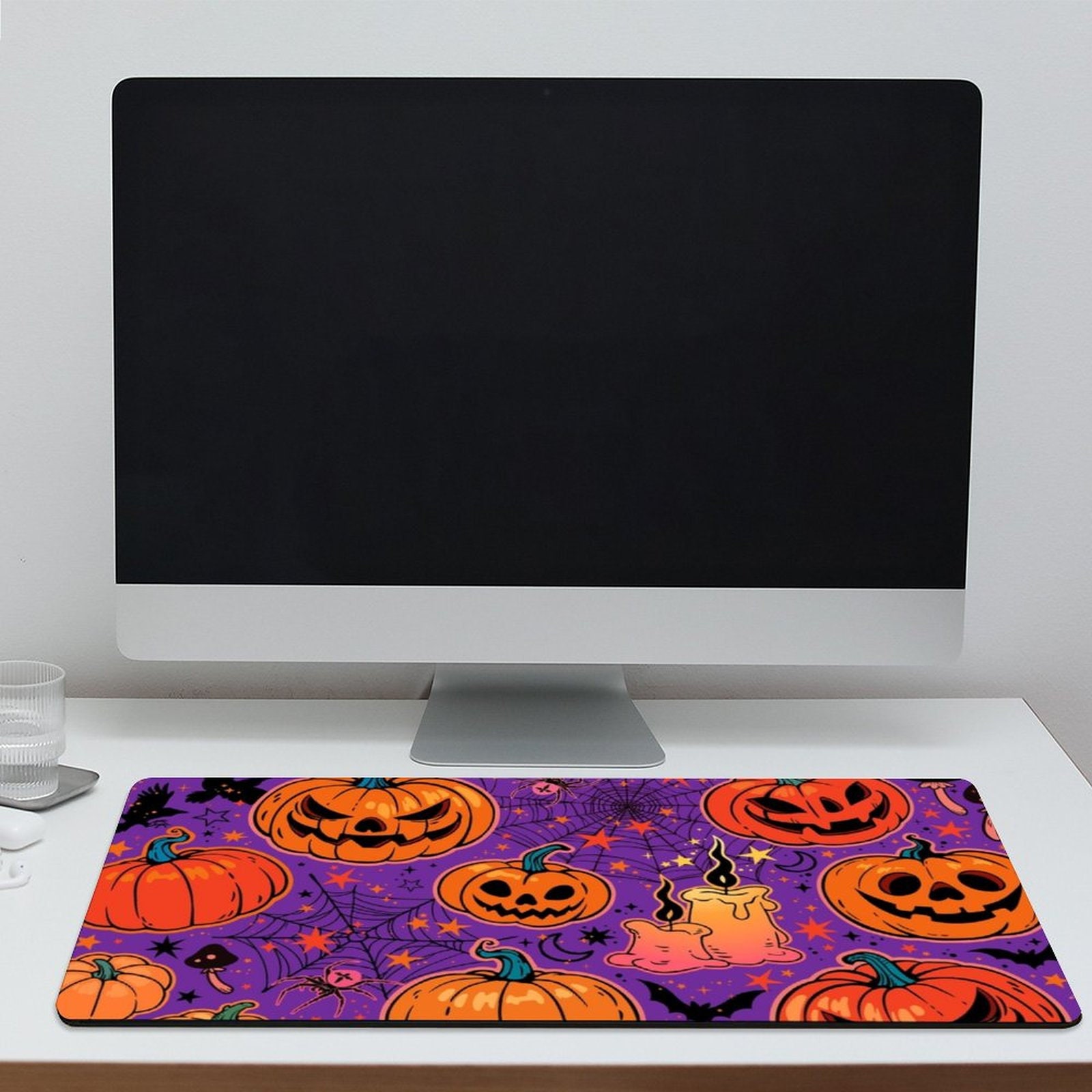 Halloween Pumpkin Desk Mat Stars Spider Bat Desk Mat - Etsy