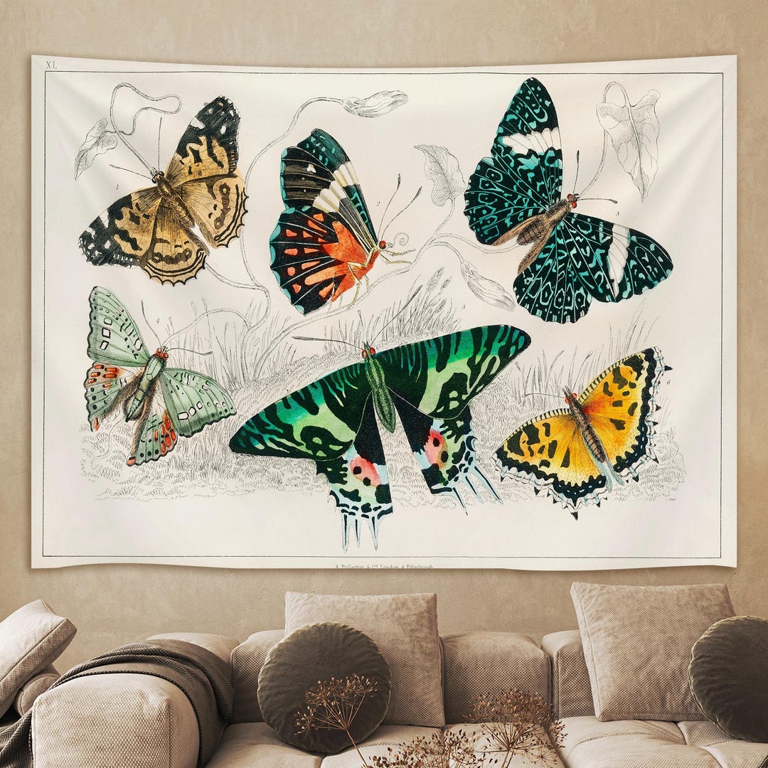 Vintage Butterflies Illustrationtapestry, Moths Insects Butterflies ...