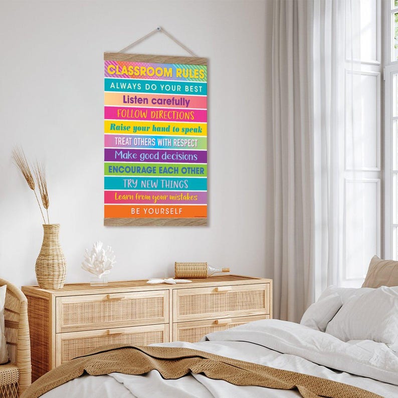 Classroom Rules Hanging Canvas Print, Class Rules Sign Classroom ...