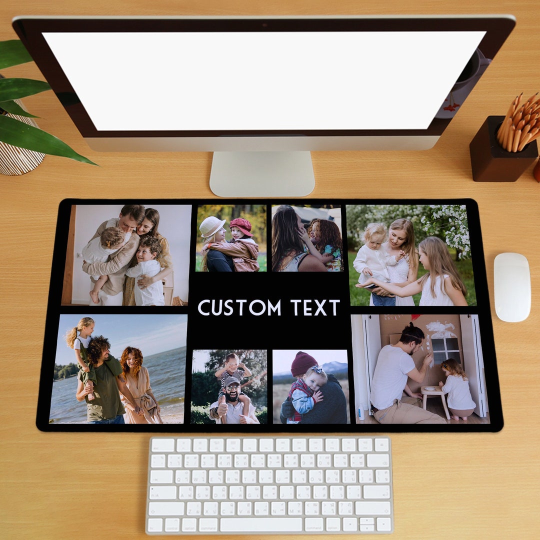 Photo Collage Desk Mat, Custom Text Desk Pad, Photo Mouse Pad ...