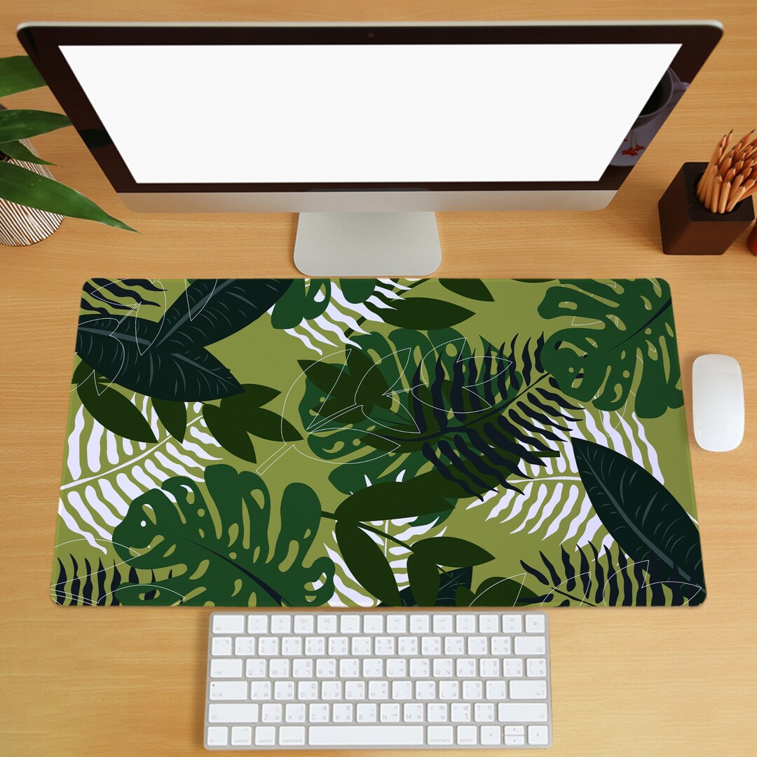 Tropical Palm Leaves Desk Mat Green Plants Desk Mat Boho Botanical ...