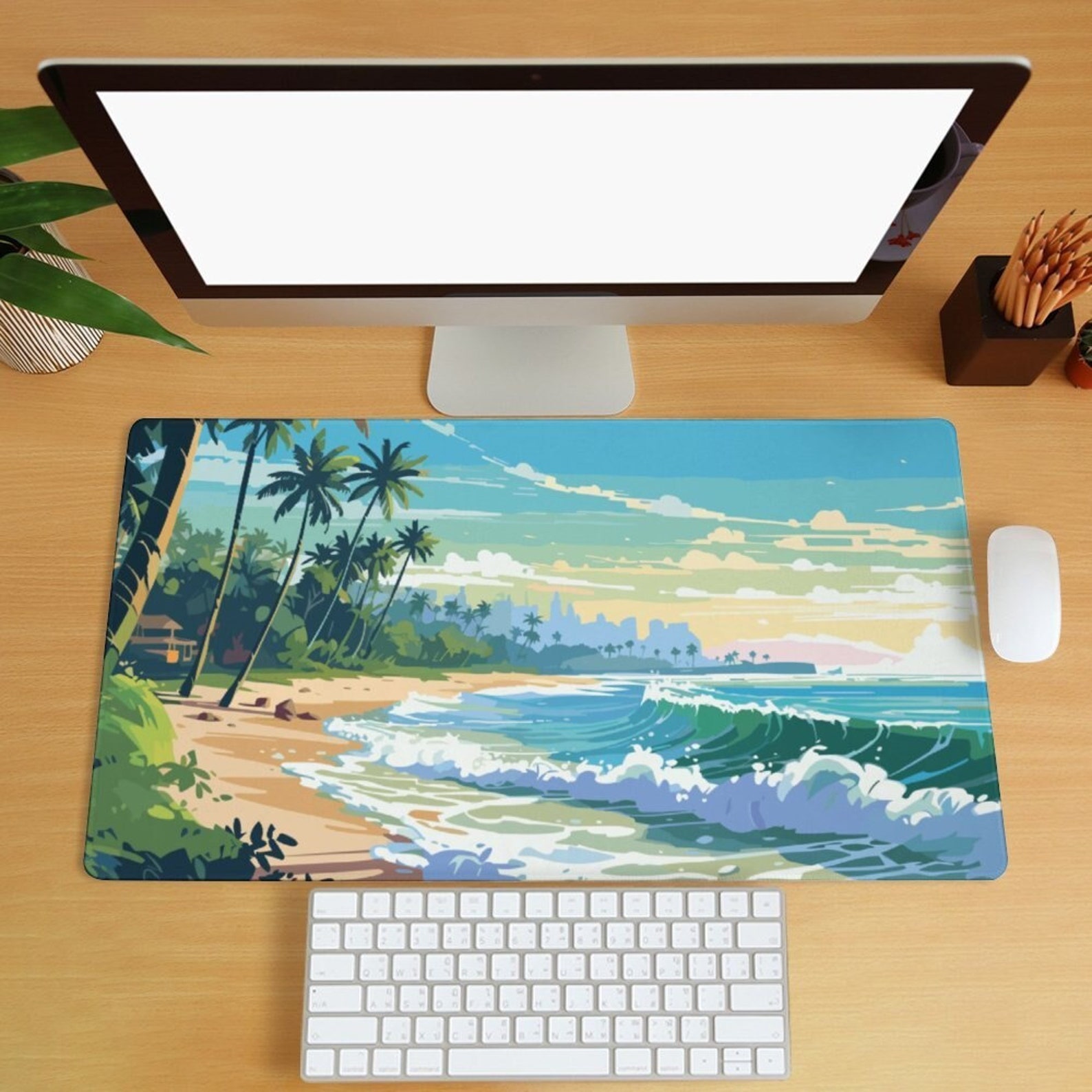 Beach Desk Mat, Large Nature Mouse Pad, Beach Wave Desk Mat, Aesthetic ...