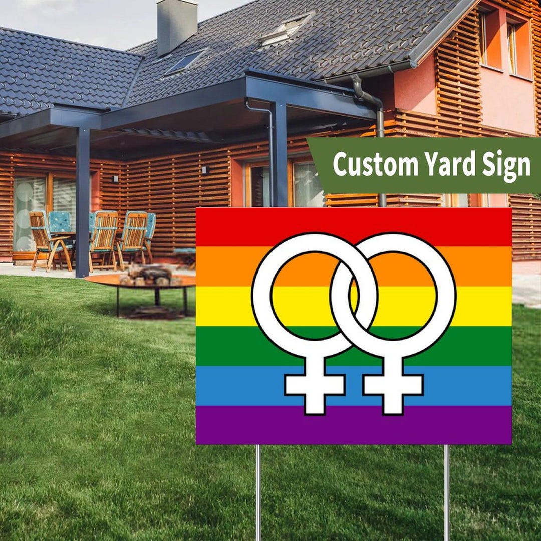 Lgbtq+rainbow Flag Yard Sign, Pride Support Outdoor Lawn Sign Home ...