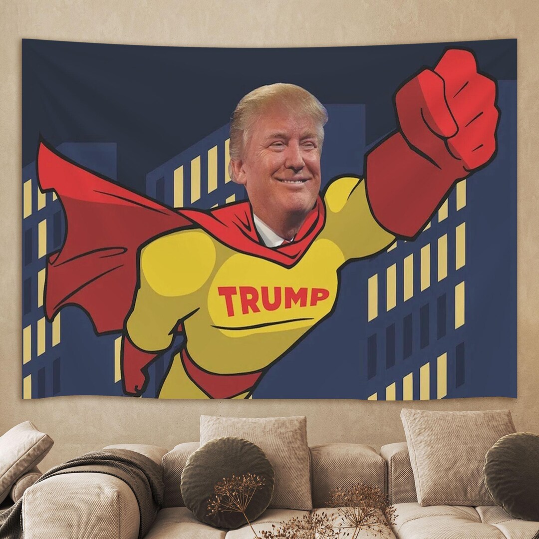Donald Trump Superman Hero Tapestry, Political Home Decor USA Veteran ...