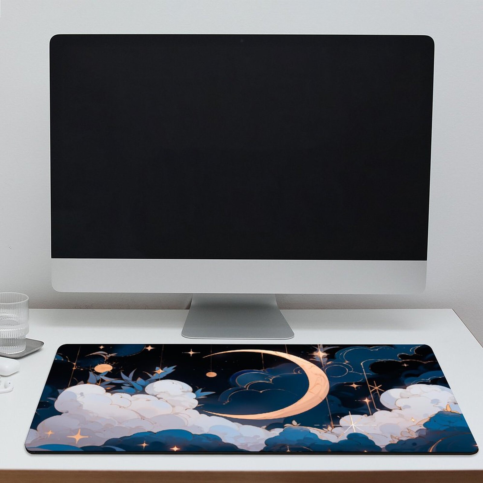 Moon and Cloud Desk Mat Celestial Large Gaming Mouse Pad Night Sky ...