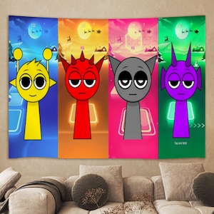 Sprunki Character Tapestry,sprunki Wall Tapestry,sprunki Incredibox ...