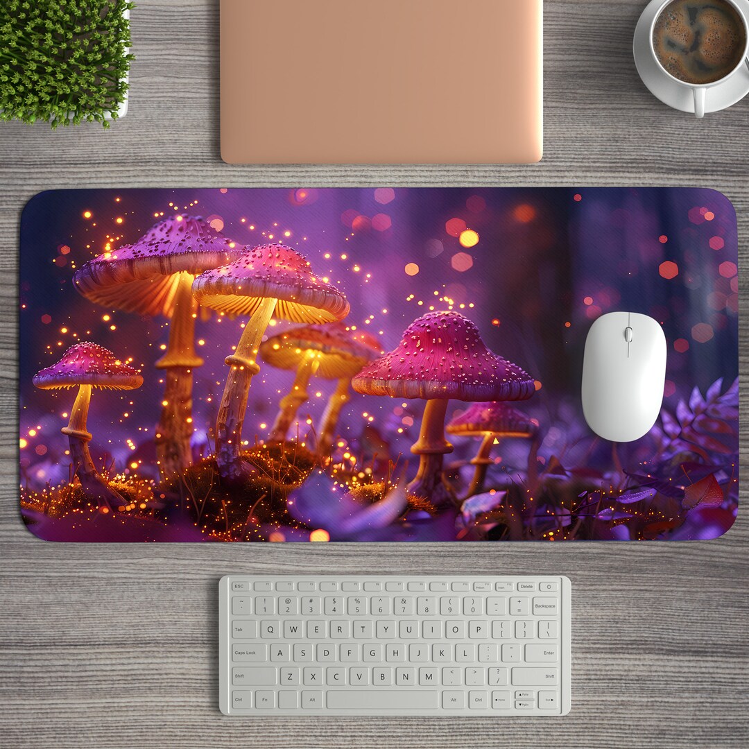 Magic Mushroom Desk Mat,enchanted Mushroom Forest Desk Mat,fantasy Desk ...