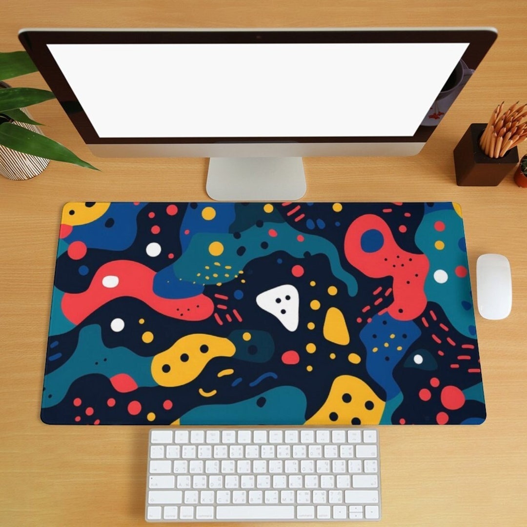 Vintage Doodles Art Desk Mat Colorful Boho Desk Mat Abstract Small ...
