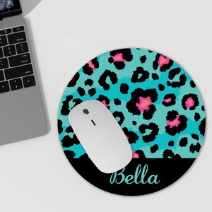Leopard Print Mouse Pad, Personalized Name Mouse Pad, Animal Print ...