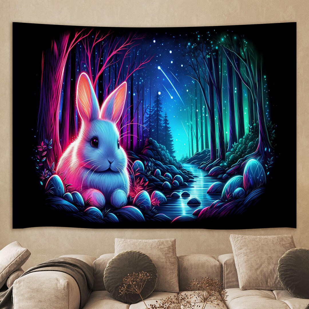 Psychedelic Rabbit Tapestry,bunny Tapestry Boho Room Decor,psychedelic ...