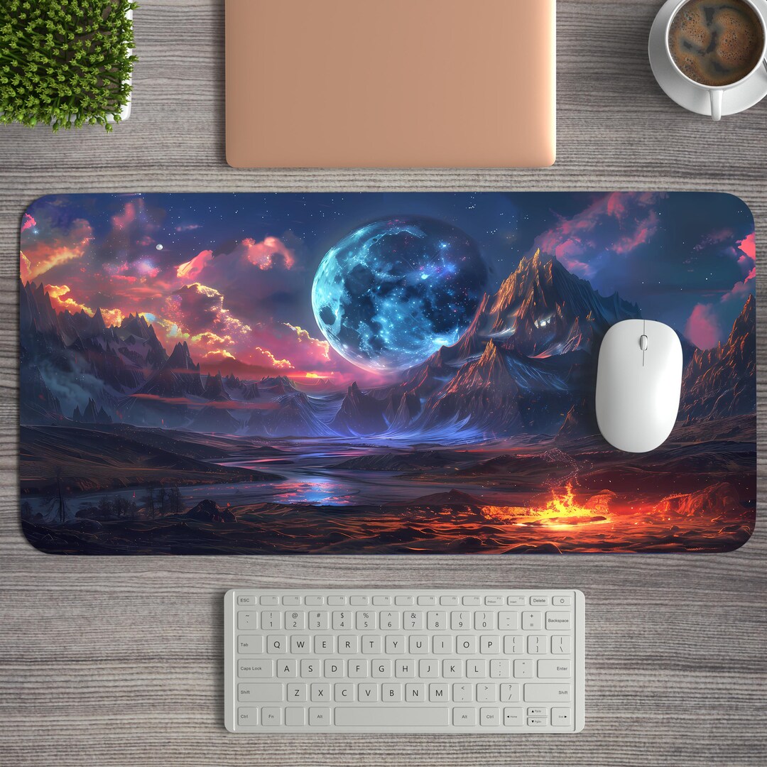 Volcano Mouse Pad,cozy Gamer Decor,fantasy Desk Mat,mystical Volcano ...