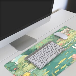 Cartoon Animal Desk Mat Kawaii Green Desk Mat Cute Rabbit Gaming ...