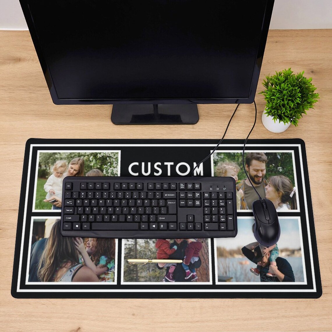 Personalized Photos Desk Mat Photo Collage Desk Mat Custom Text Desk ...