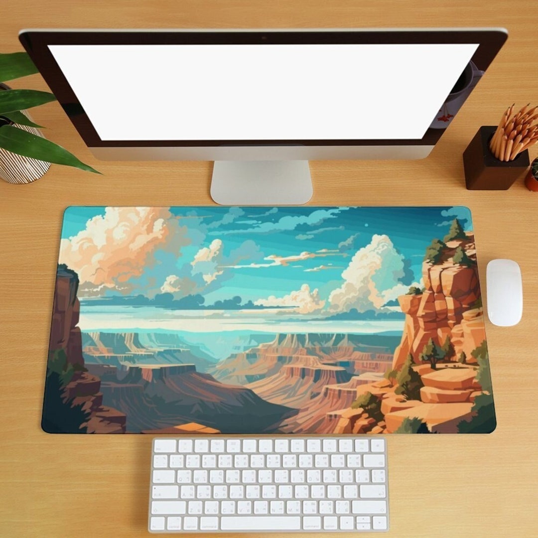 Mountain Desk Mat, Blue Sky and Cloud Desk Mat, Extra Large Desk Mat ...