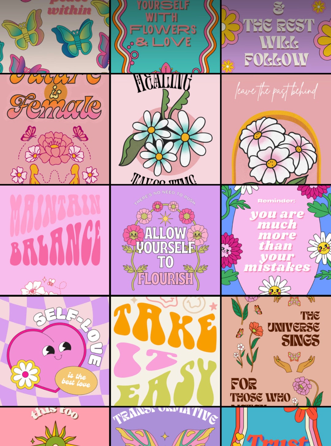 Bundle of 20 Retro Groovy Aesthetic Digital Art Downloads/ iPhone ...