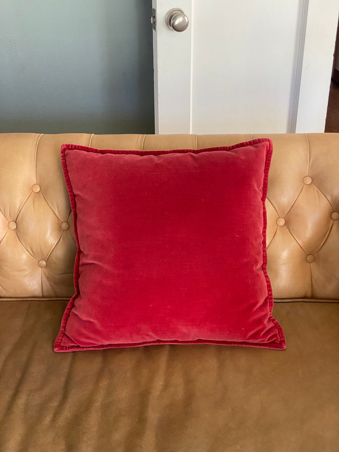 Red Velvet Pillow Cover With Flange Edge - Etsy