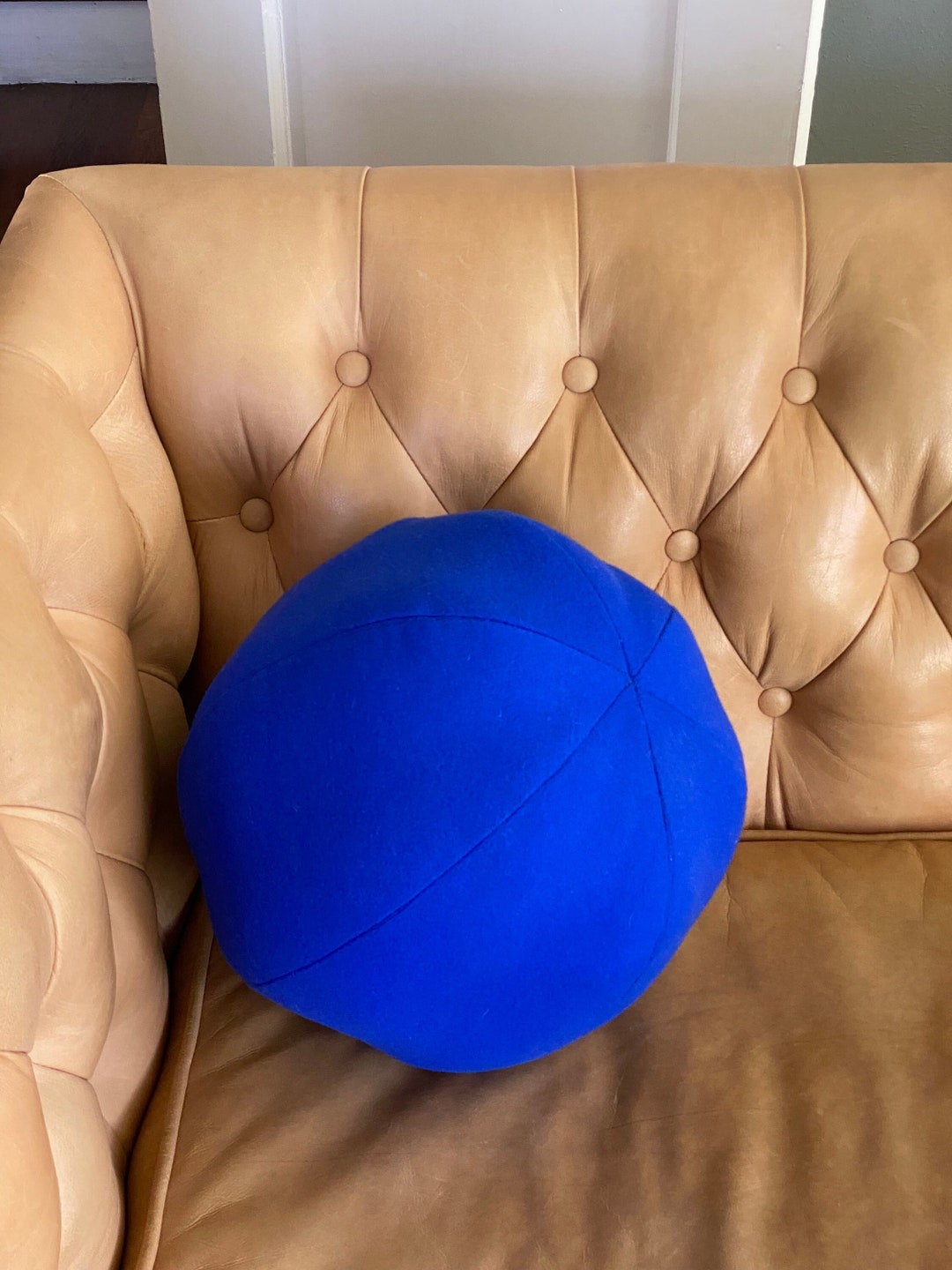 SAMPLE Round Throw Pillow in Cobalt Blue Wool - Etsy