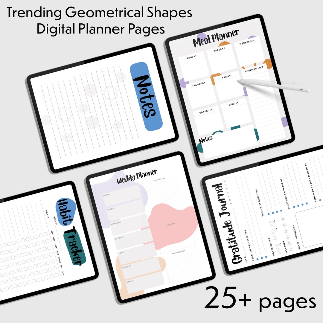 Trending Geometric Shapes Digital Planner Pages, Printable Planner ...