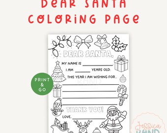 Letter to Santa, Letter to Santa Coloring Page, Printable Dear Santa ...