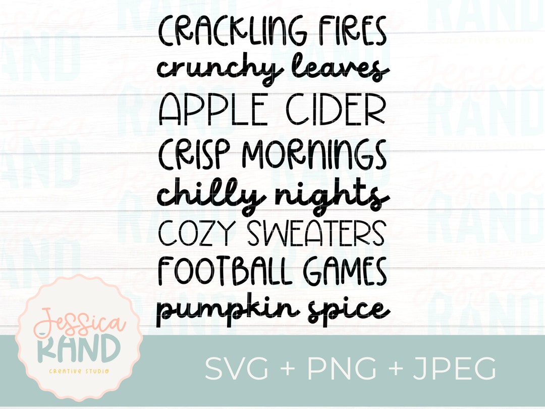 Fall Words SVG | Fall Words PNG | Fall SVG | Fall List Svg | Fall Words ...