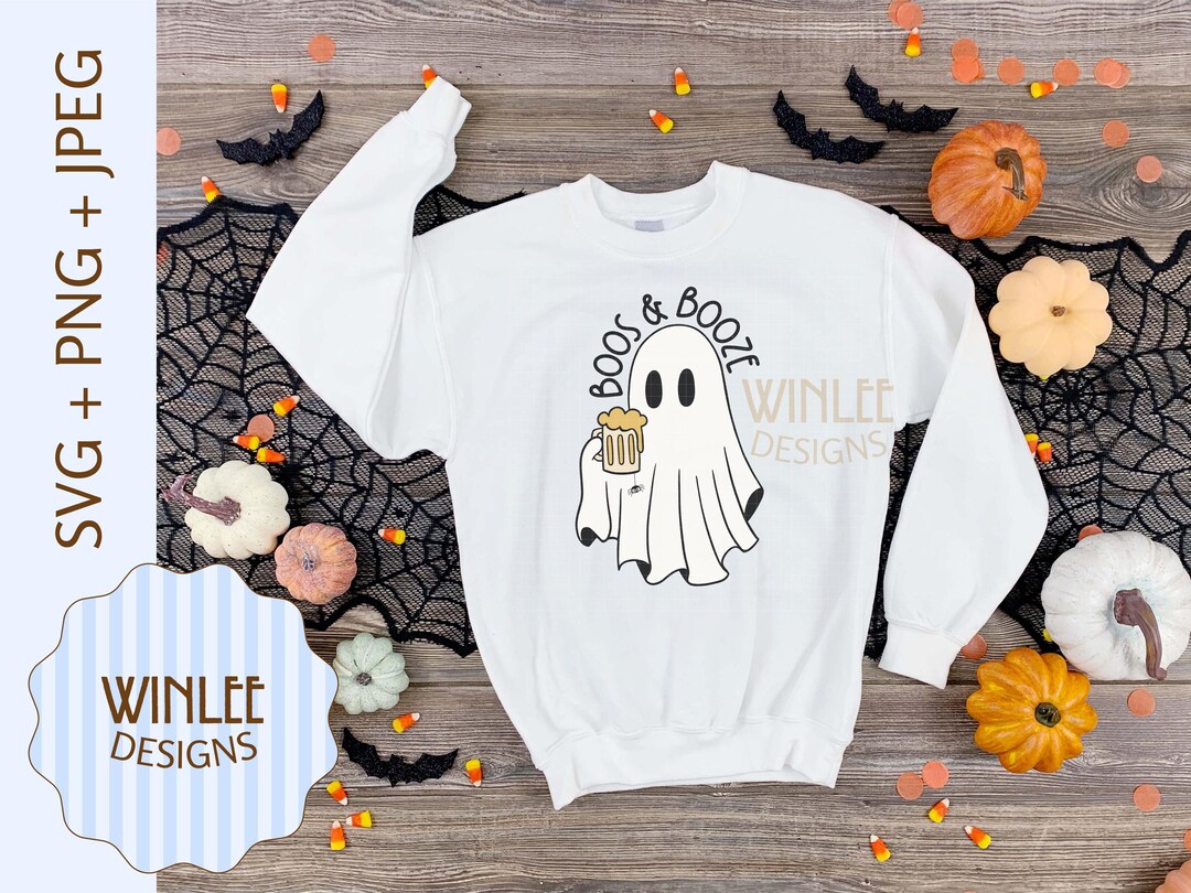 Boos and Booze Halloween Cut File | Cute Ghost Fall SVG | Digital ...