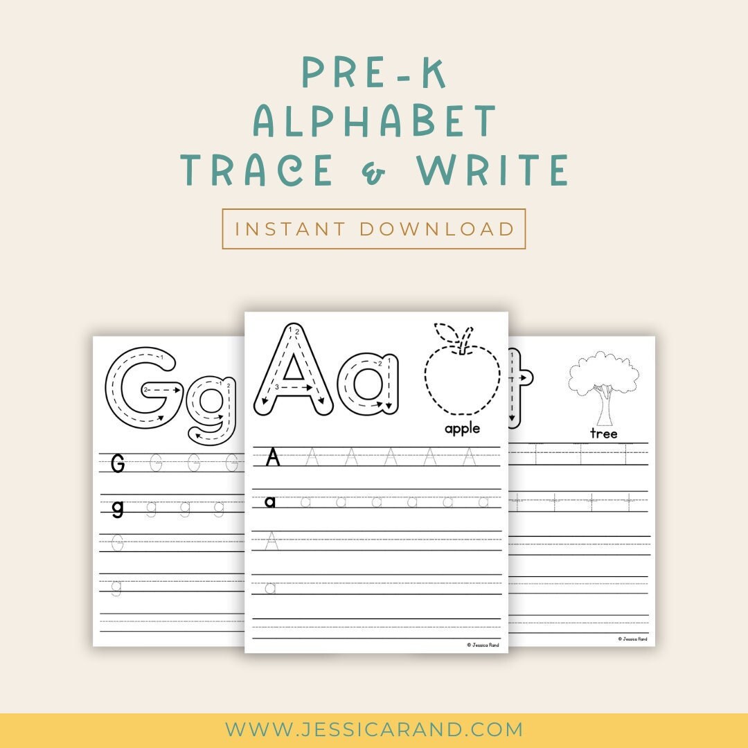 Pre-k Alphabet Trace and Write Printable Letter Formation Practice ...