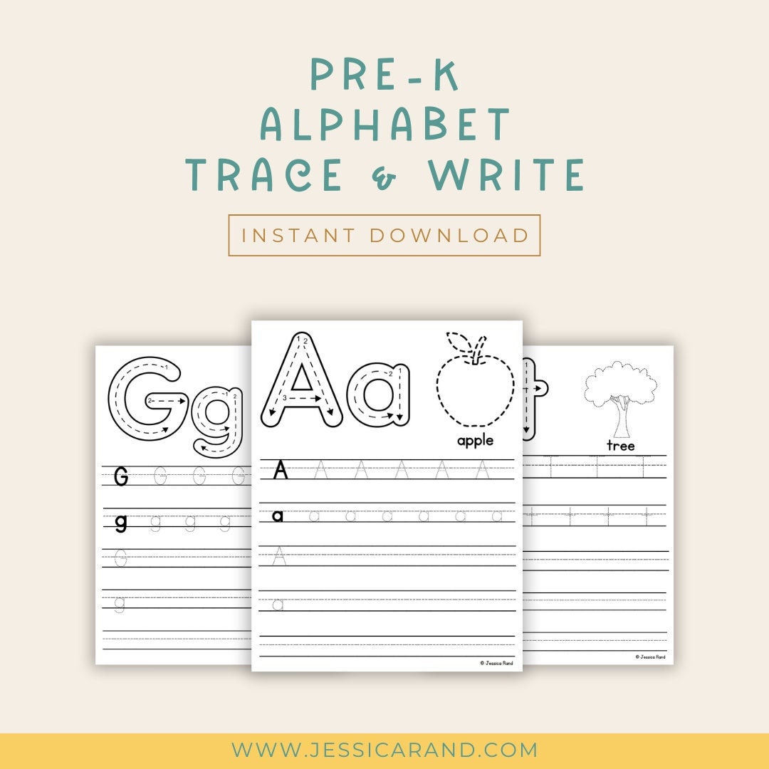 Pre-k Alphabet Trace and Write Printable Letter Formation Practice ...