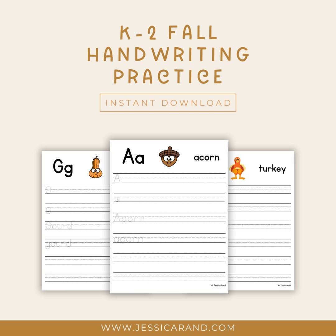 K-2 Fall Handwriting Practice Printable A-Z Elementary Writing Practice ...