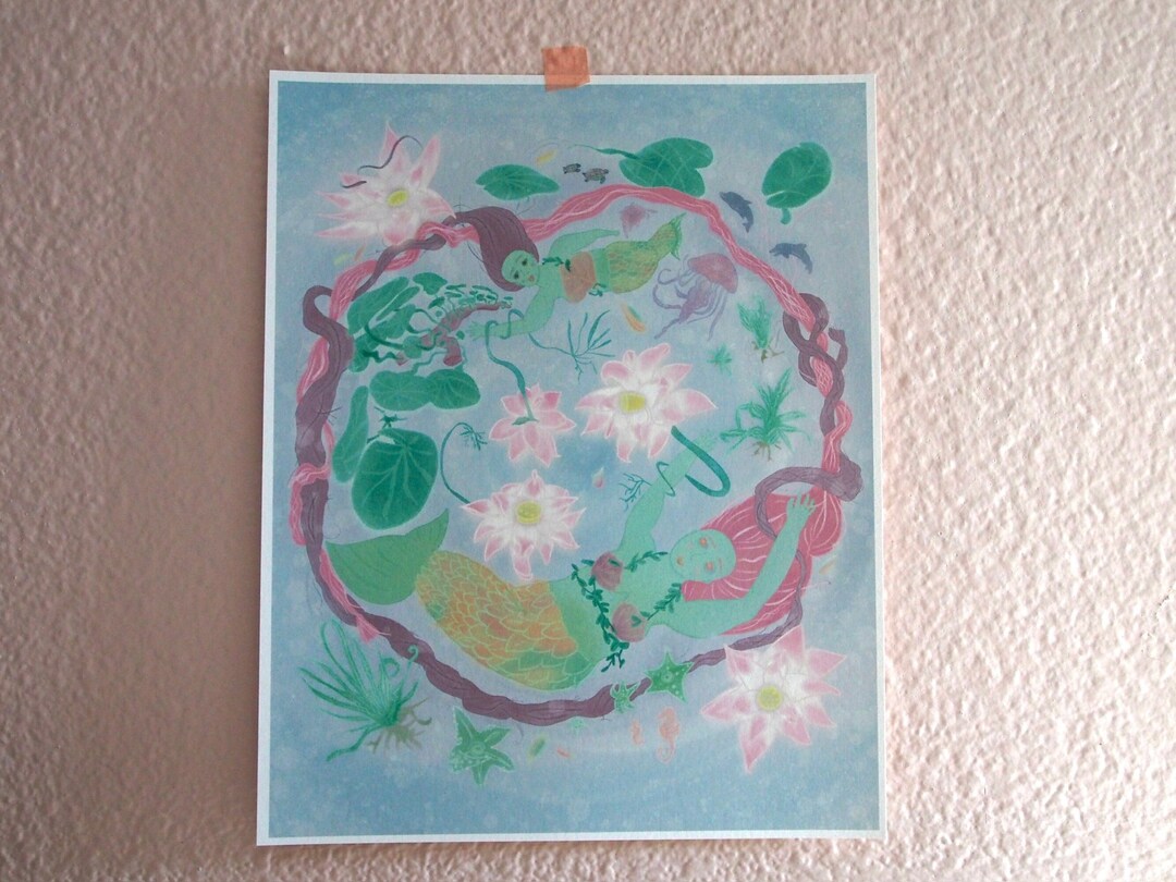 Letting Go Estuary Art Print Braids Dreamy Glow Lotus Mermaid Mythical ...