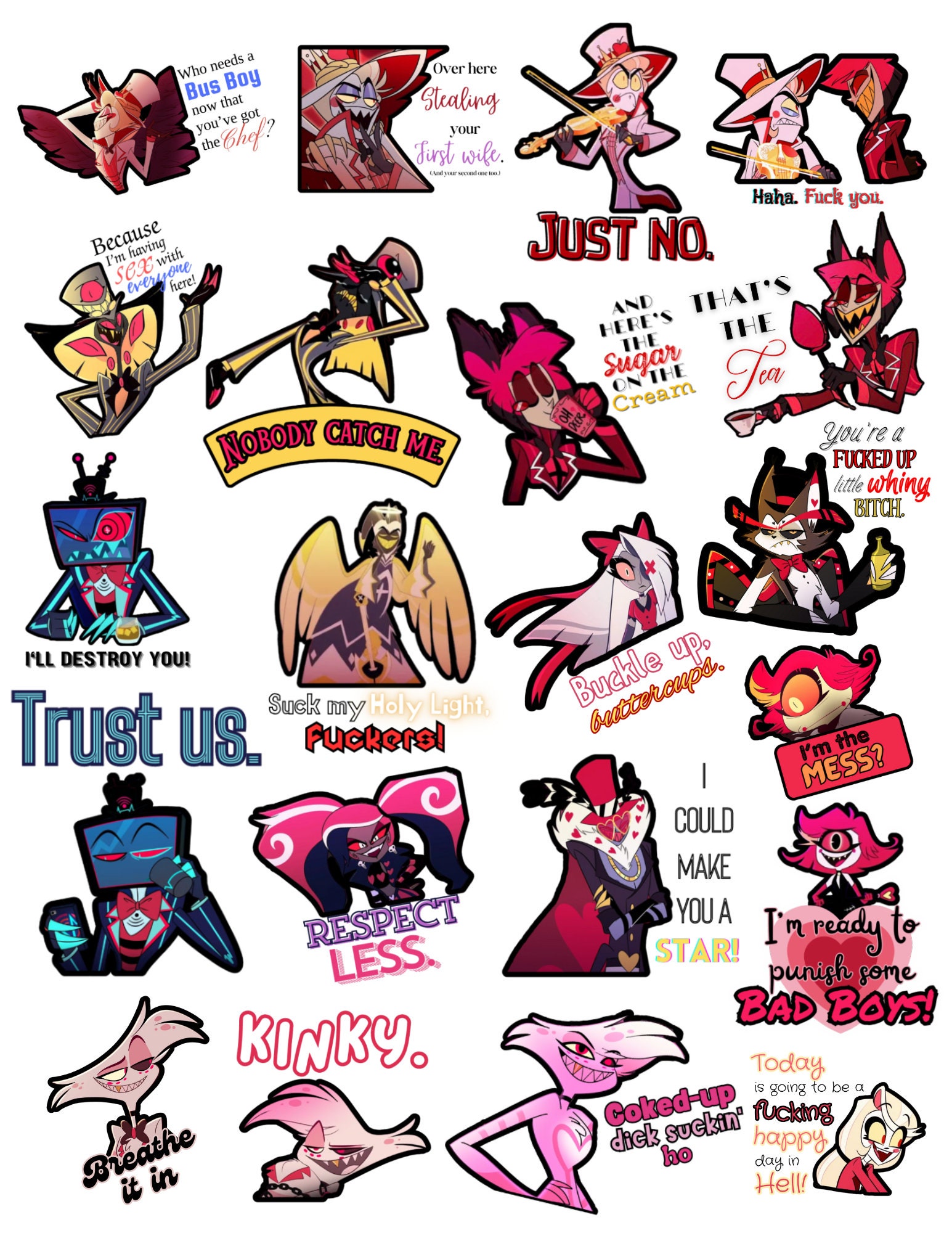 Hazbin Hotel Vinyl Character Stickers - Etsy