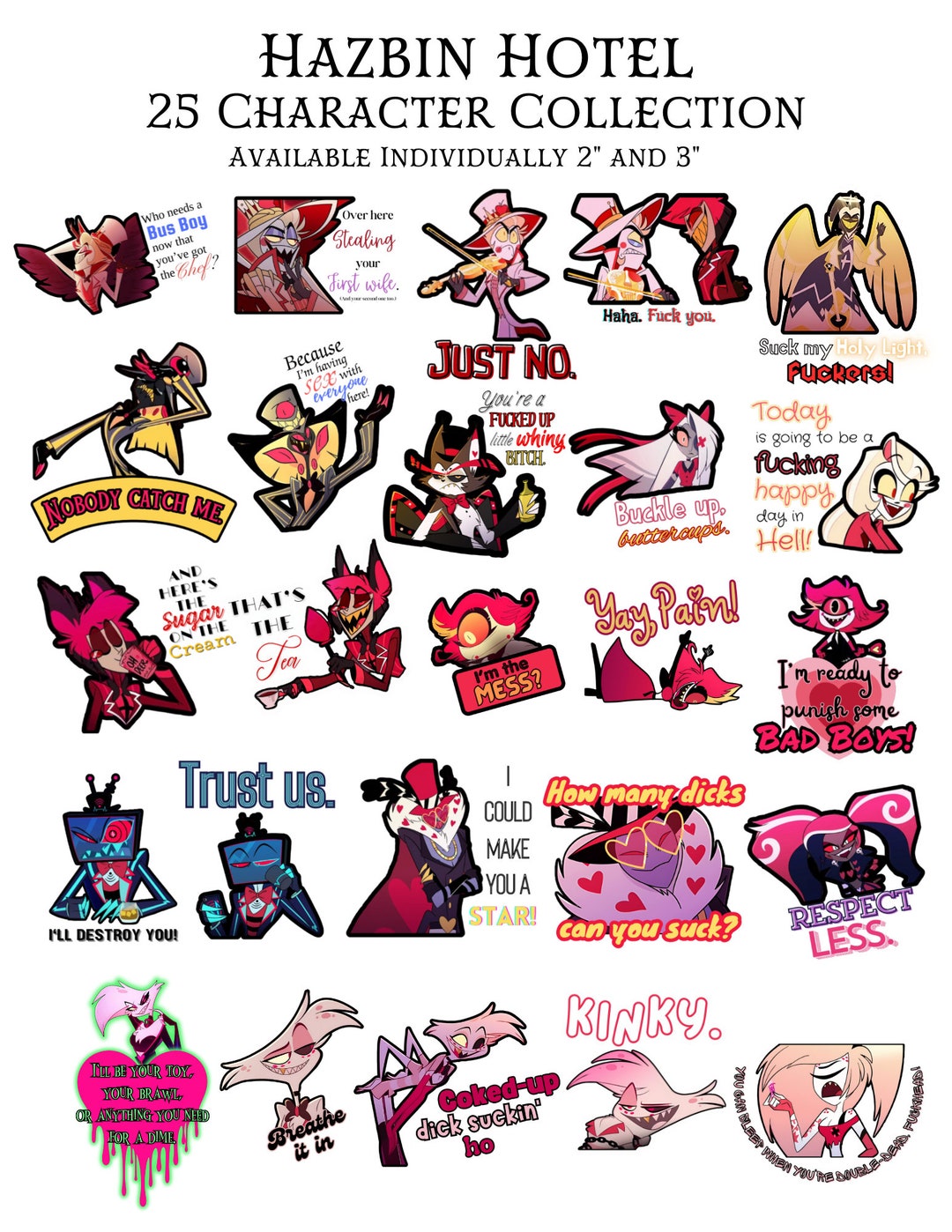 Hazbin Hotel Vinyl Character Stickers - Etsy