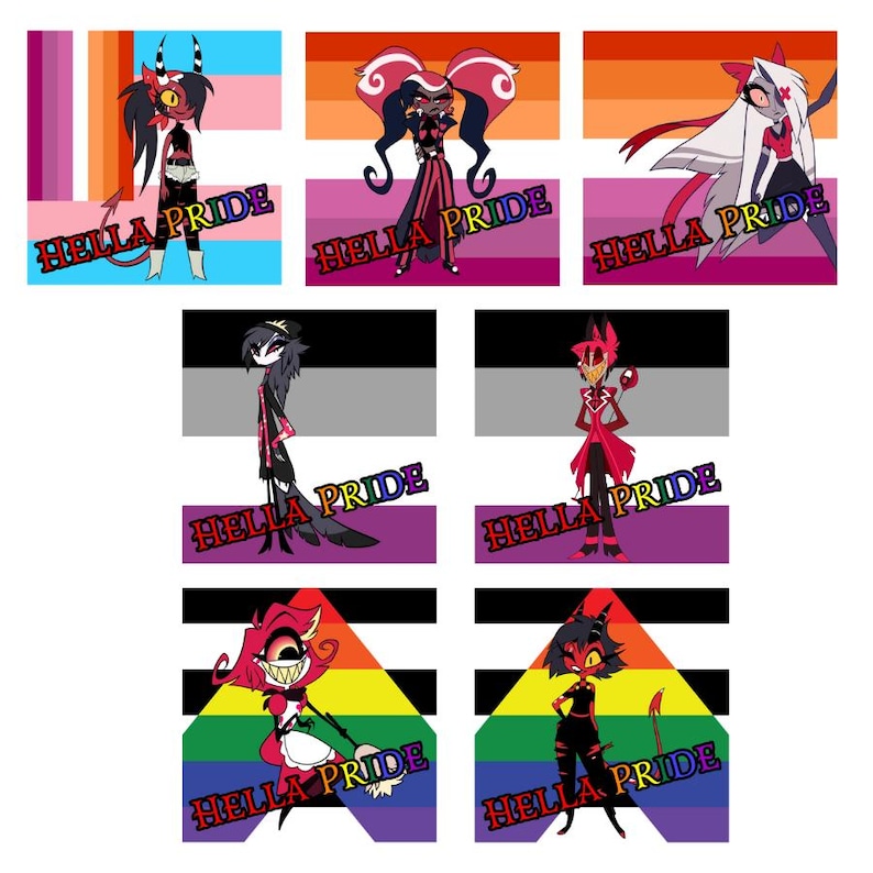 Hellaverse Helluva Boss and Hazbin Hotel Hella Pride LGBTQ+ Flag Vinyl ...