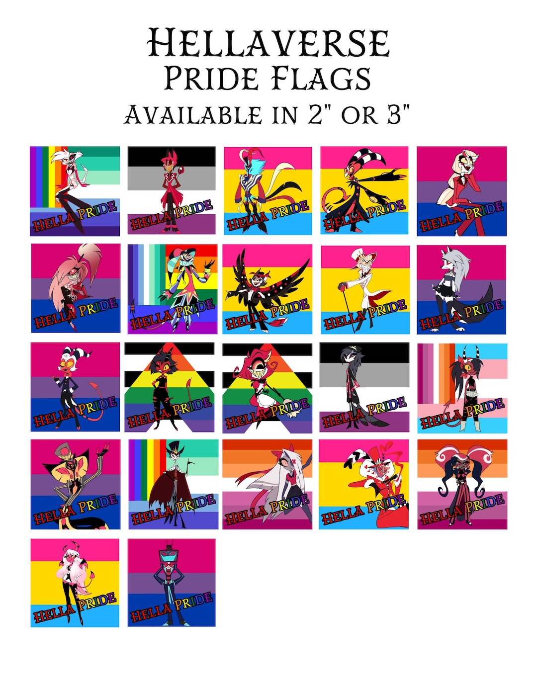 Hellaverse Helluva Boss and Hazbin Hotel Hella Pride LGBTQ+ Flag Vinyl ...