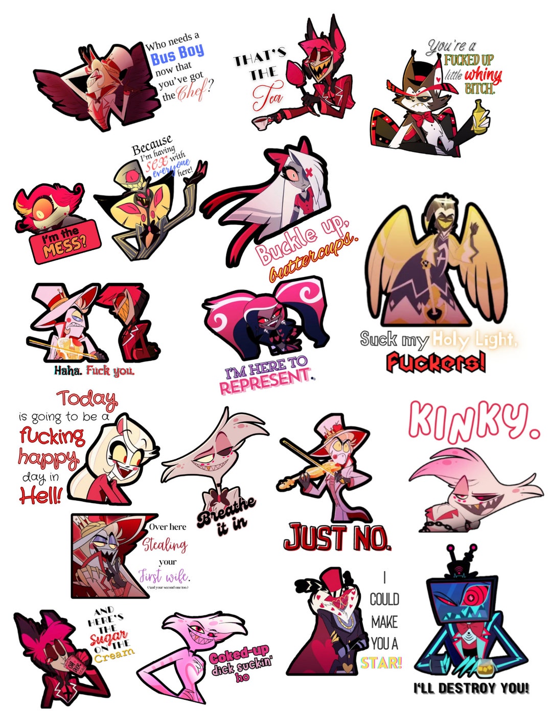 Hazbin Hotel Vinyl Character Stickers - Etsy