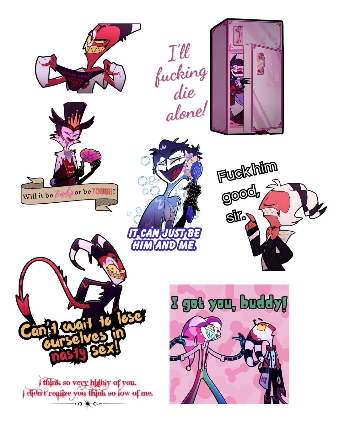 Helluva Boss Full Moon Blitzo and Stolas Stolitz Set of 8 Vinyl Custom ...