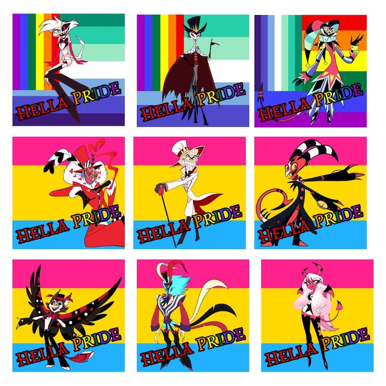 Hellaverse Helluva Boss and Hazbin Hotel Hella Pride LGBTQ+ Flag Vinyl ...