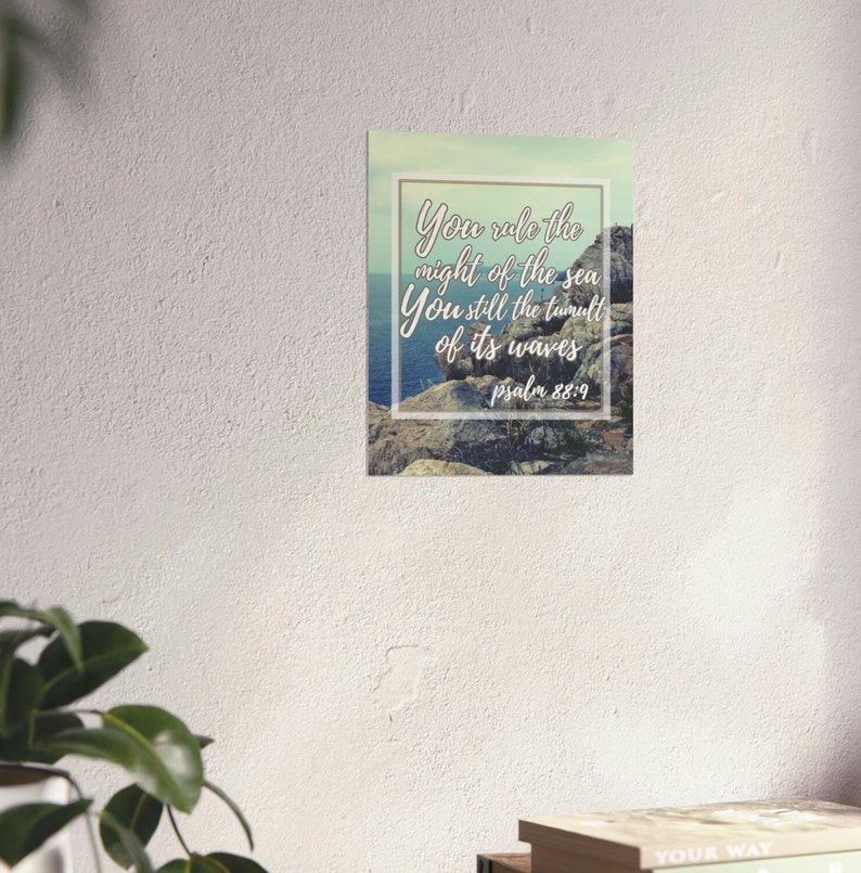 Greek Coastal Picture With Positive Psalm Verse on Matte Poster ...