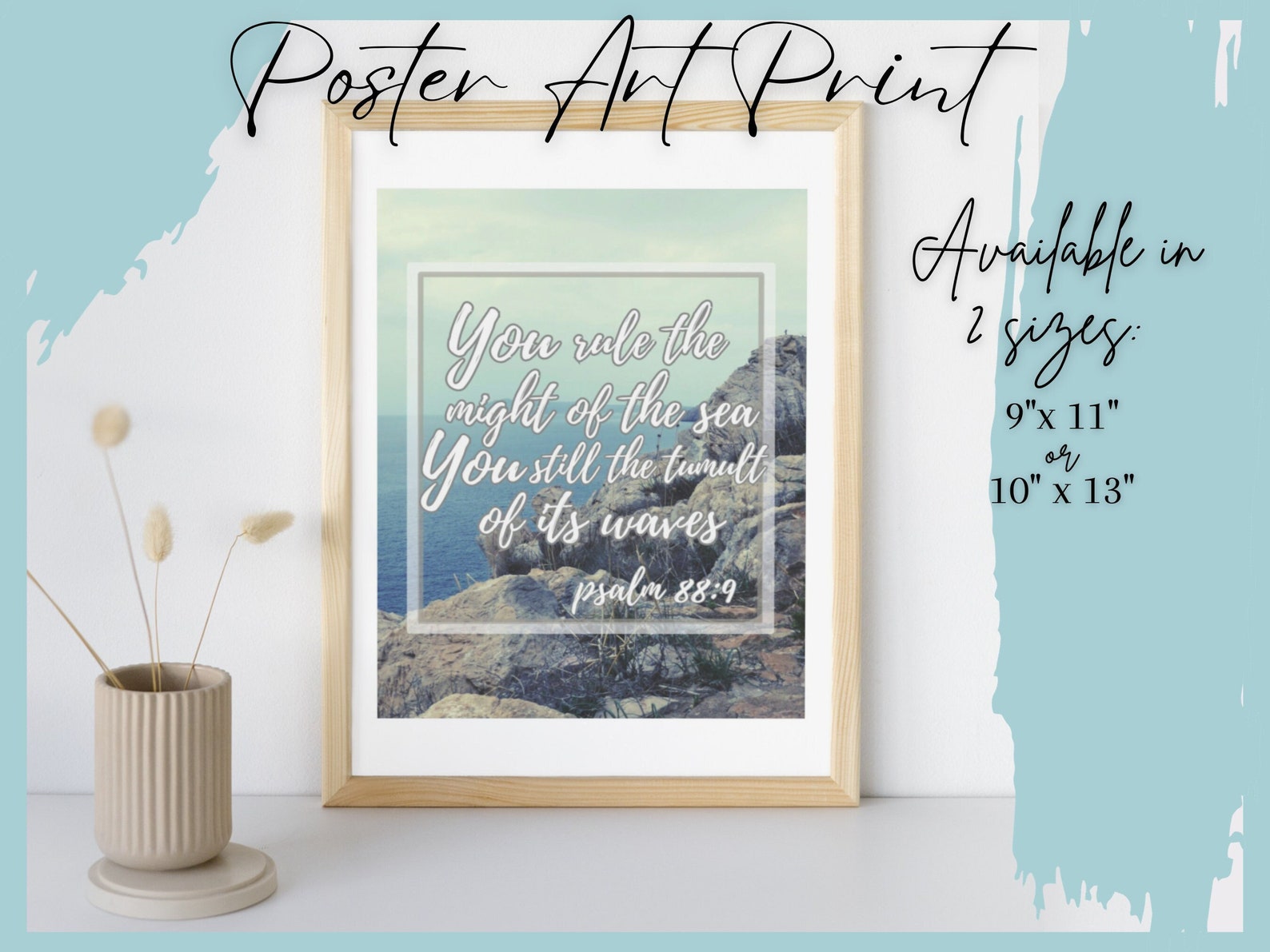 Greek Coastal Picture With Positive Psalm Verse on Matte Poster ...
