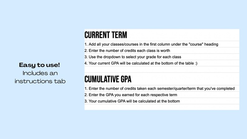 GPA Calculator | Google Sheets Instant Download | GPA Calculator for ...