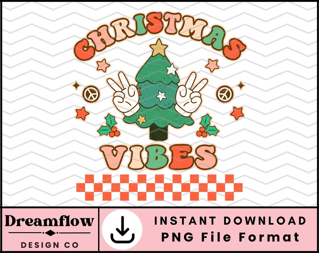 Funny Christmas Png, Christmas Vibes Png, Retro Christmas Tree Png ...