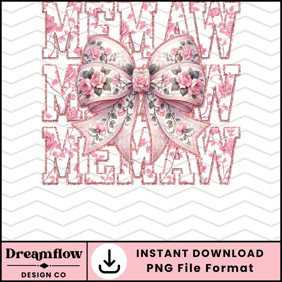 Memaw Grand Millennial Coquette PNG, Preppy Chinoiserie PNG Sublimation ...