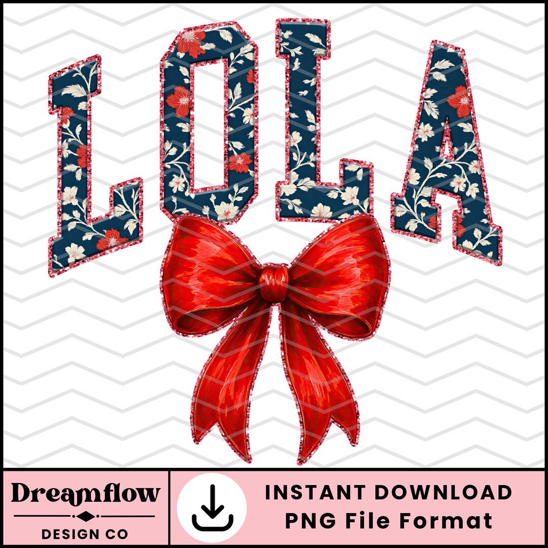 Lola Patriotic Floral PNG Sublimation Design, Coquette Bow 4th of July ...